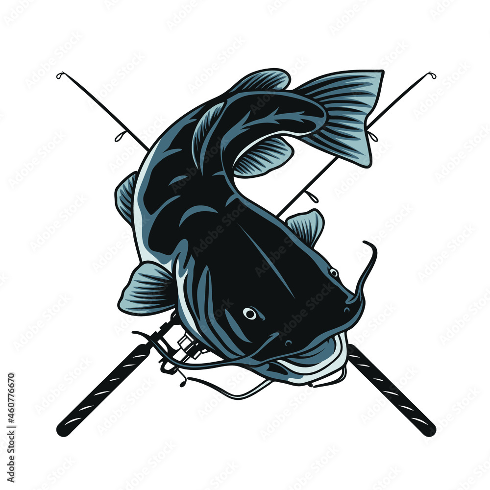 Catfish Fishing Poster Design ,vintage style,Editable Design ,can use ...