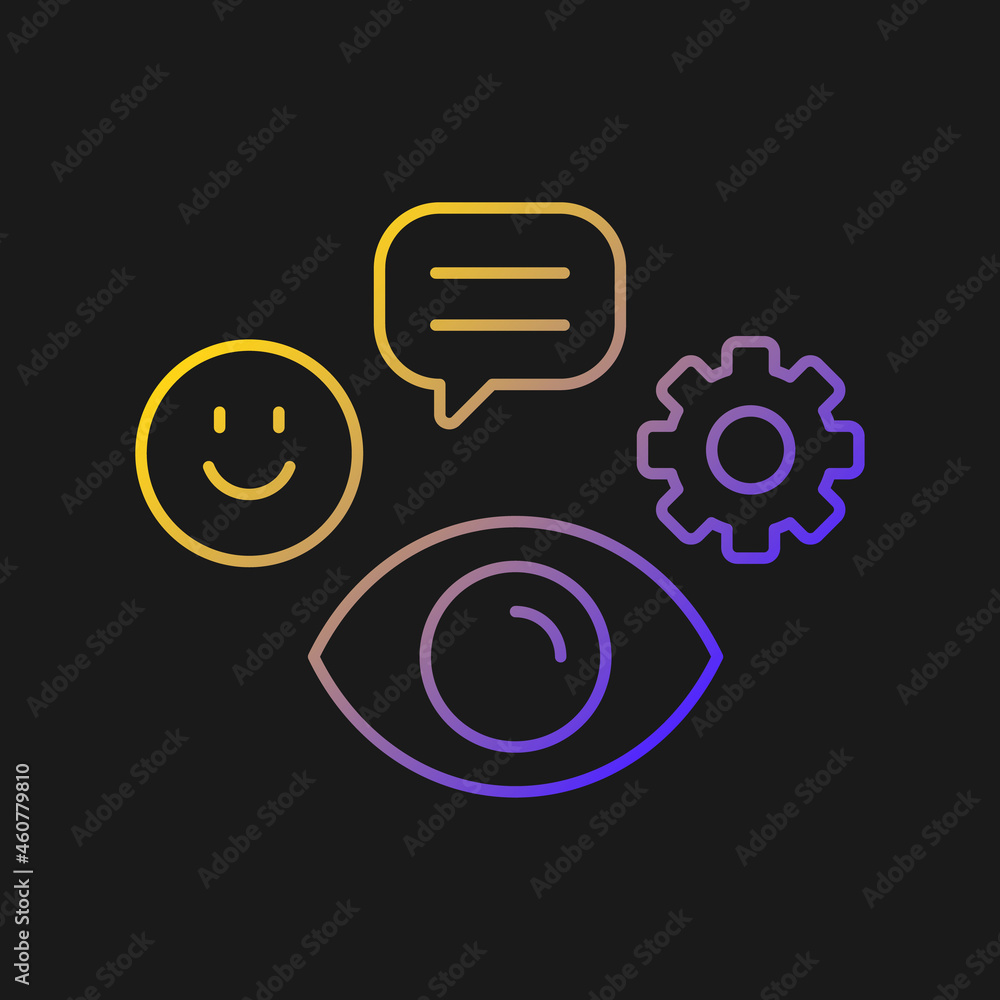 Observation skills vector icon for dark theme. Ability to analyze and ...