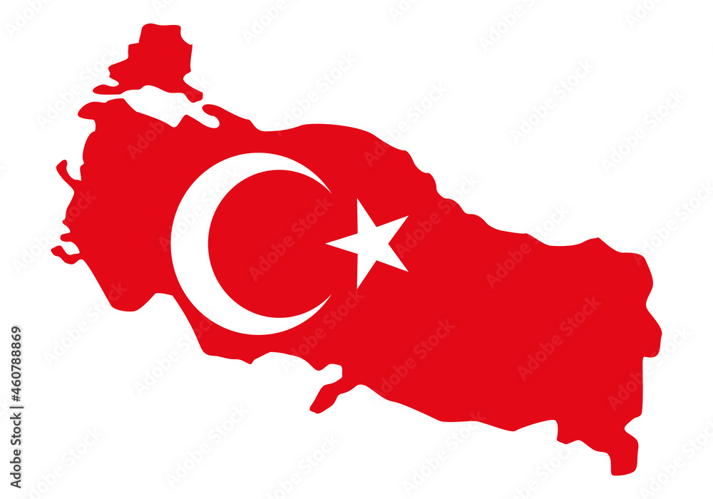 Mapa de Turquía con su bandera sobre fondo blanco Stock Vector | Adobe ...