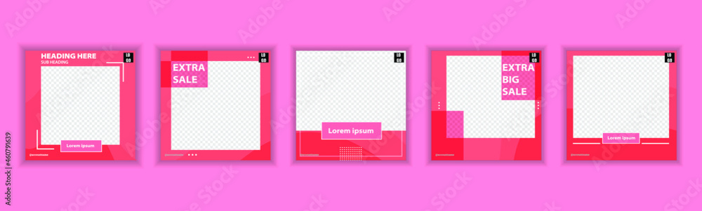 Set of editable social media background template design with dummy text ...