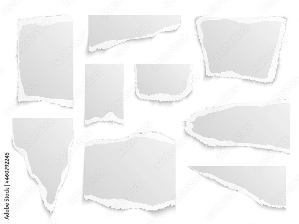 Paper torn. Shapes of papers scraps different forms and sizes, textured ...