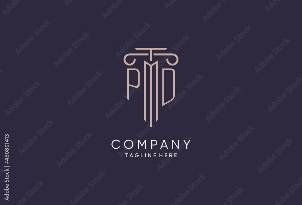 PD logo initial pillar design with luxury modern style best design for ...
