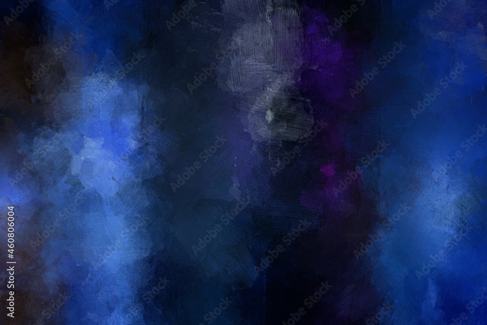 Abstract dark to light blue oil painting background with brush strokes ...