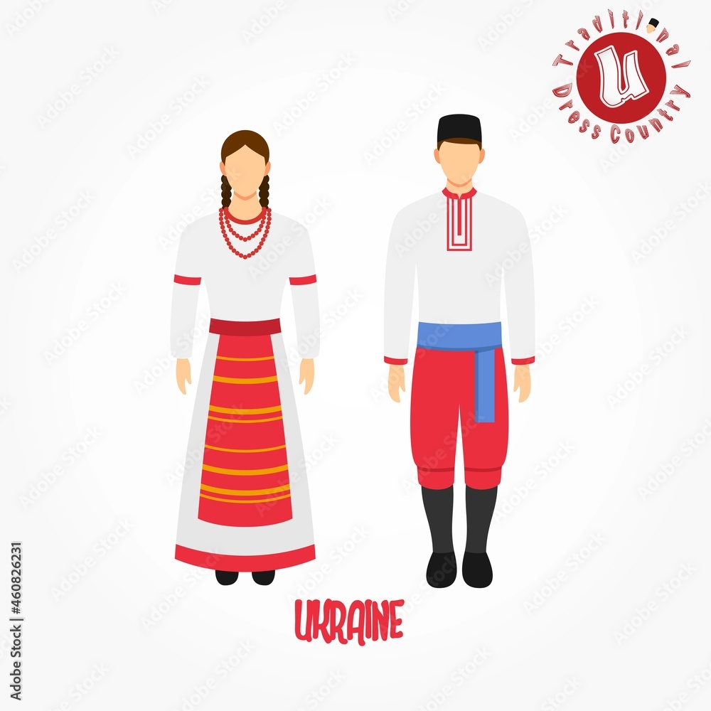 Set of alphabet "U" cartoon characters in traditional clothes Stock ...