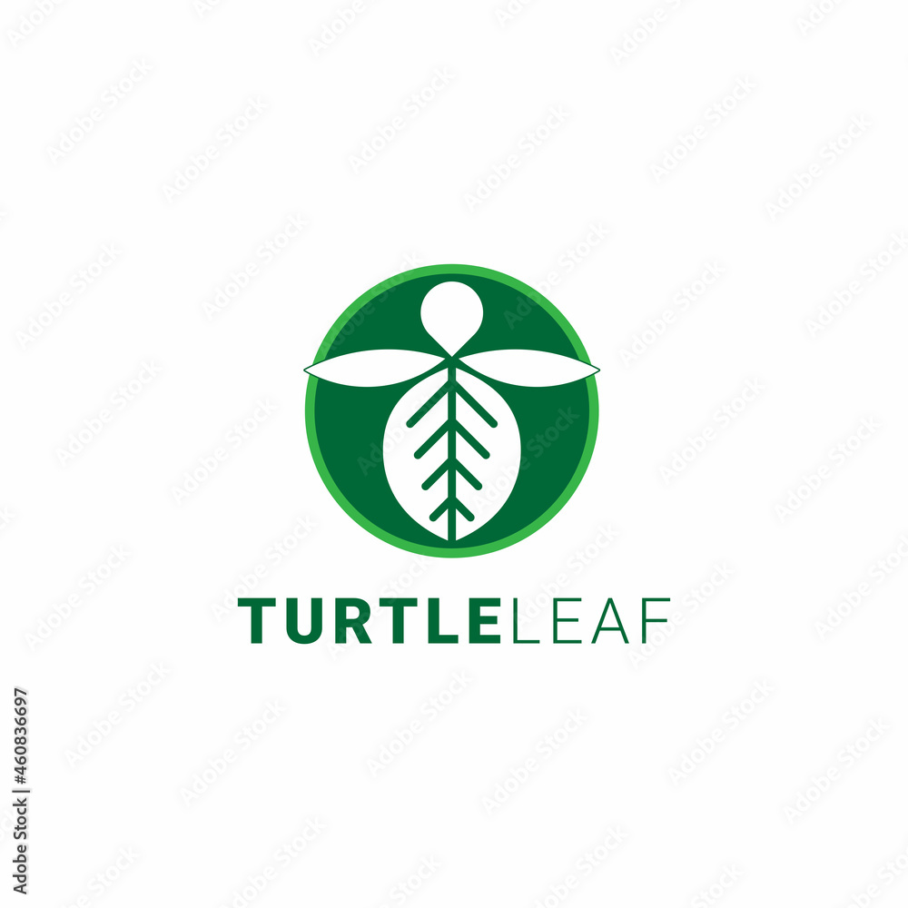 Turtle leaf logo on circular shape design illustration vector Stock Vector | Adobe Stock
