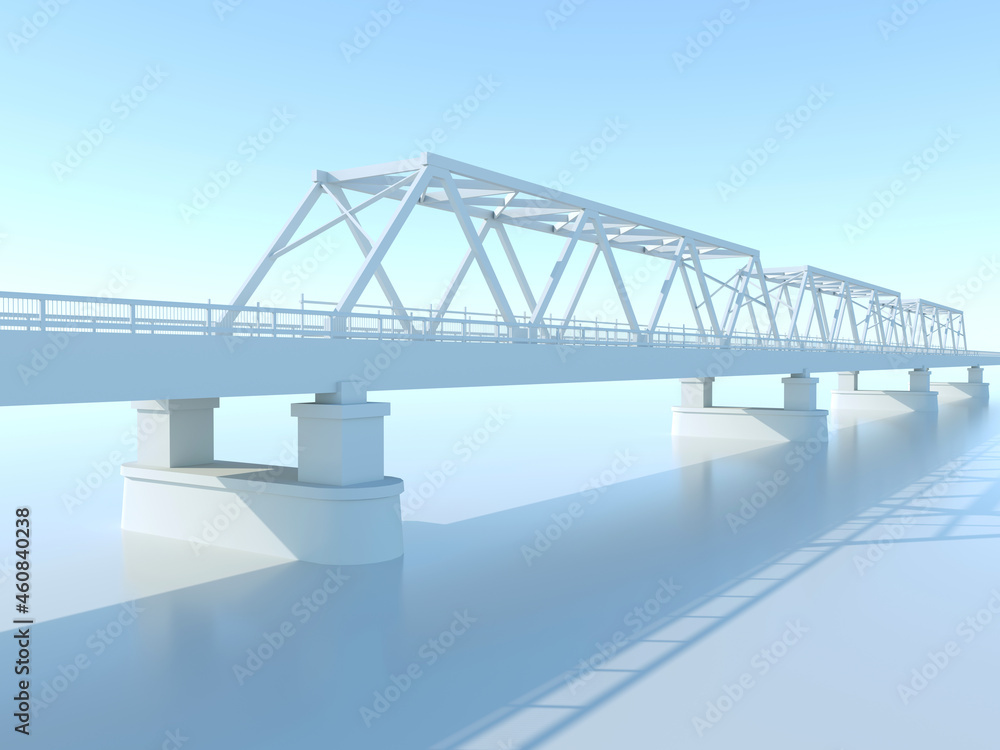 Modern truss bridge project, perspective 3d Stock Illustration | Adobe ...
