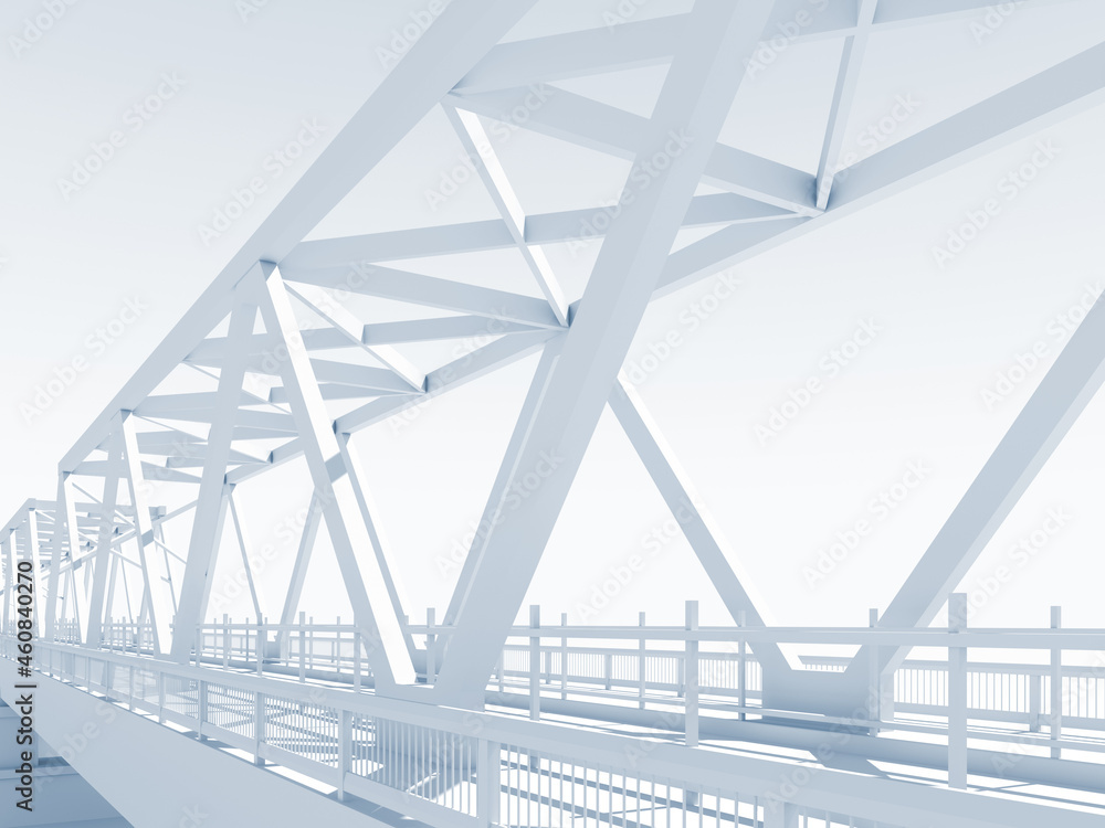 Modern truss bridge 3d model, perspective Stock Illustration | Adobe Stock