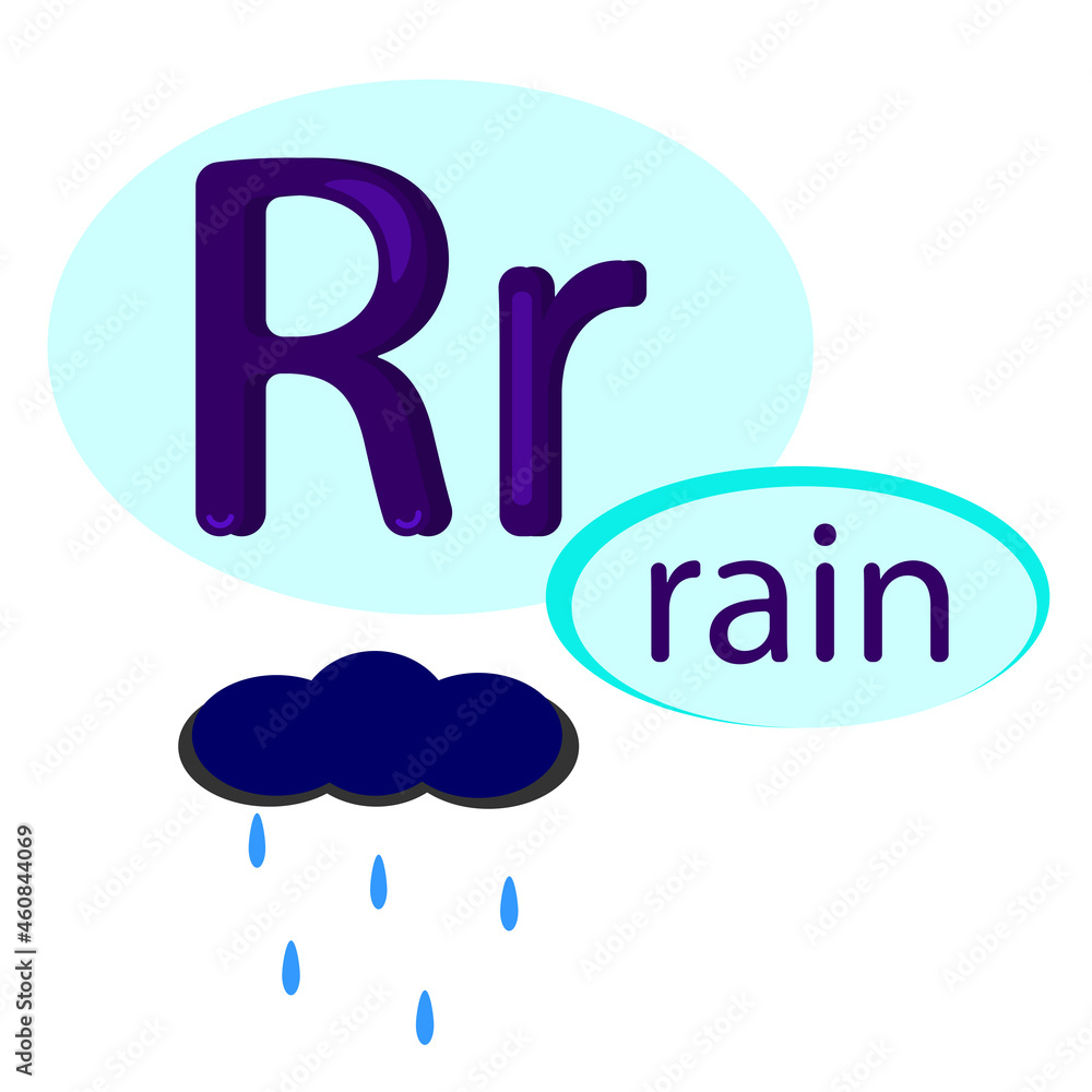 children's alphabet letter r letter learning didactic flashcards rainy ...