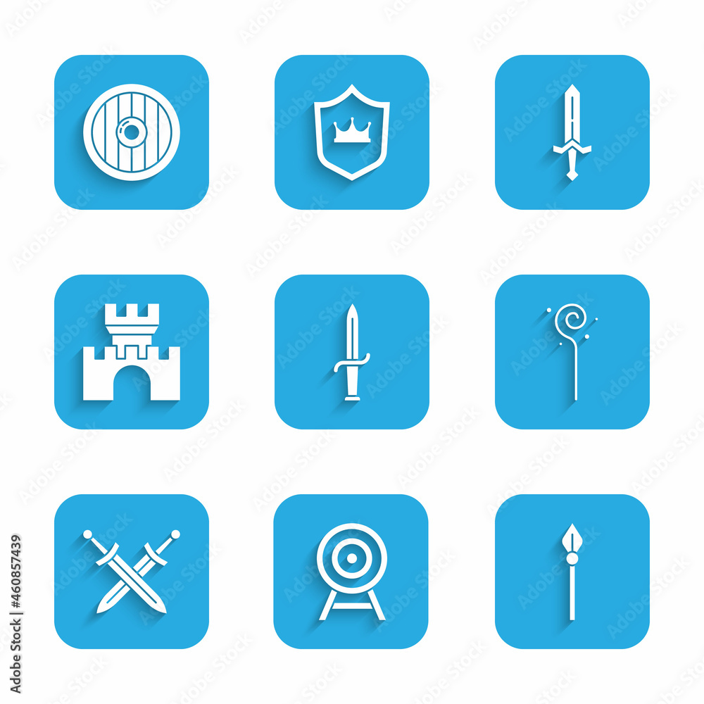 Set Dagger, Target with arrow, Medieval spear, Magic staff, Crossed ...