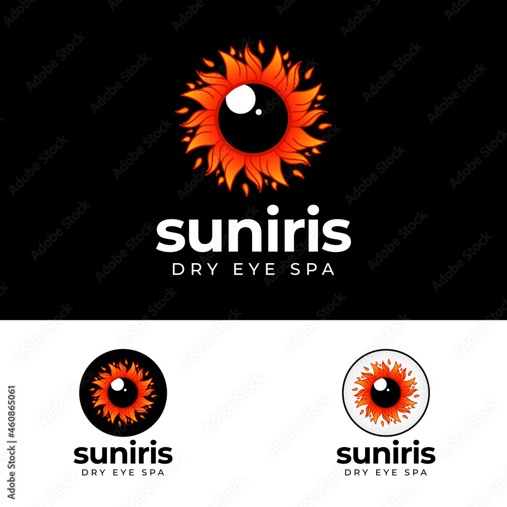 suniris dry eye spa logo, eye iris creative vector with sun sparks ...