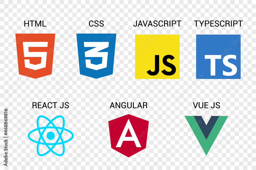 Vector Collection Of Web Development Signs Html5 Css3 Javascript Typescript React Js