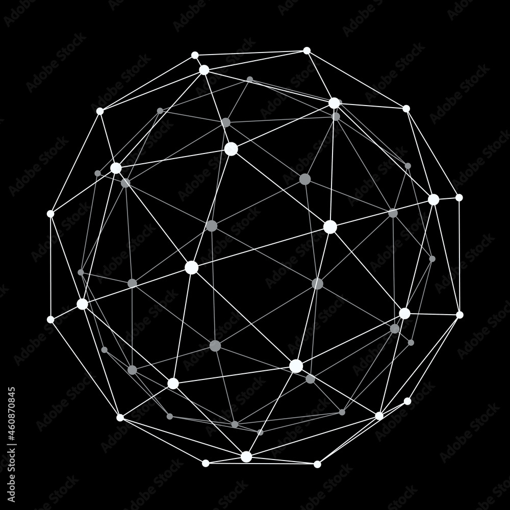 Abstract Transparent Wireframe Triangulated Sphere. Low Poly Spherical ...