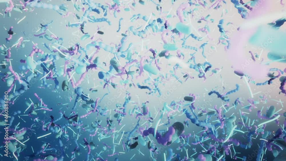 Billions of Human Microbiome and Bacteria inside intestines. Microbes ...