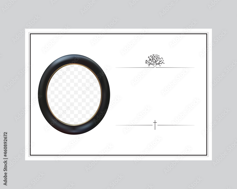 Obituary template with blank space and oval picture frame. A4 format ...