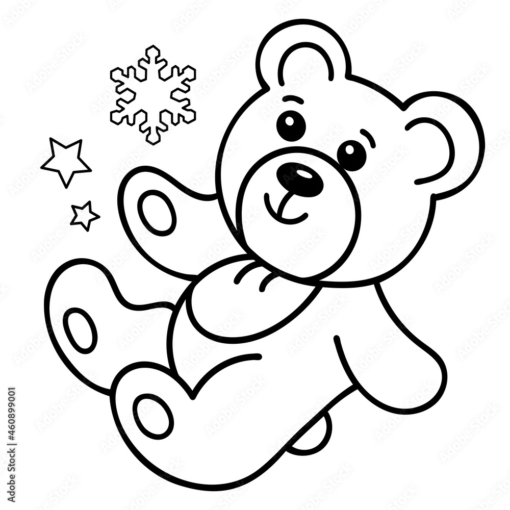Coloring Page Outline Of little toy teddy bear. Coloring book for kids ...