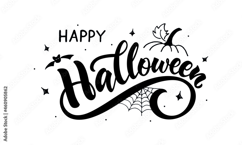 Happy Halloween handwritten text. Hand lettering. Modern brush ink ...
