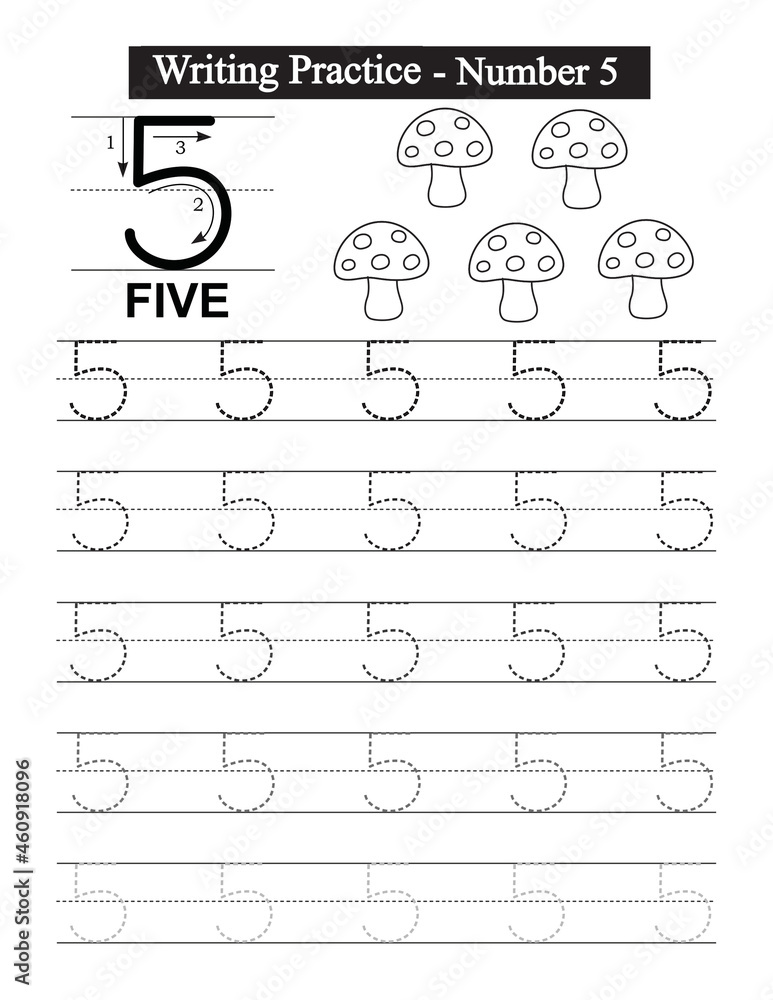 Numbers tracing worksheet. 1-10 writing pages. Handwriting exercise for ...