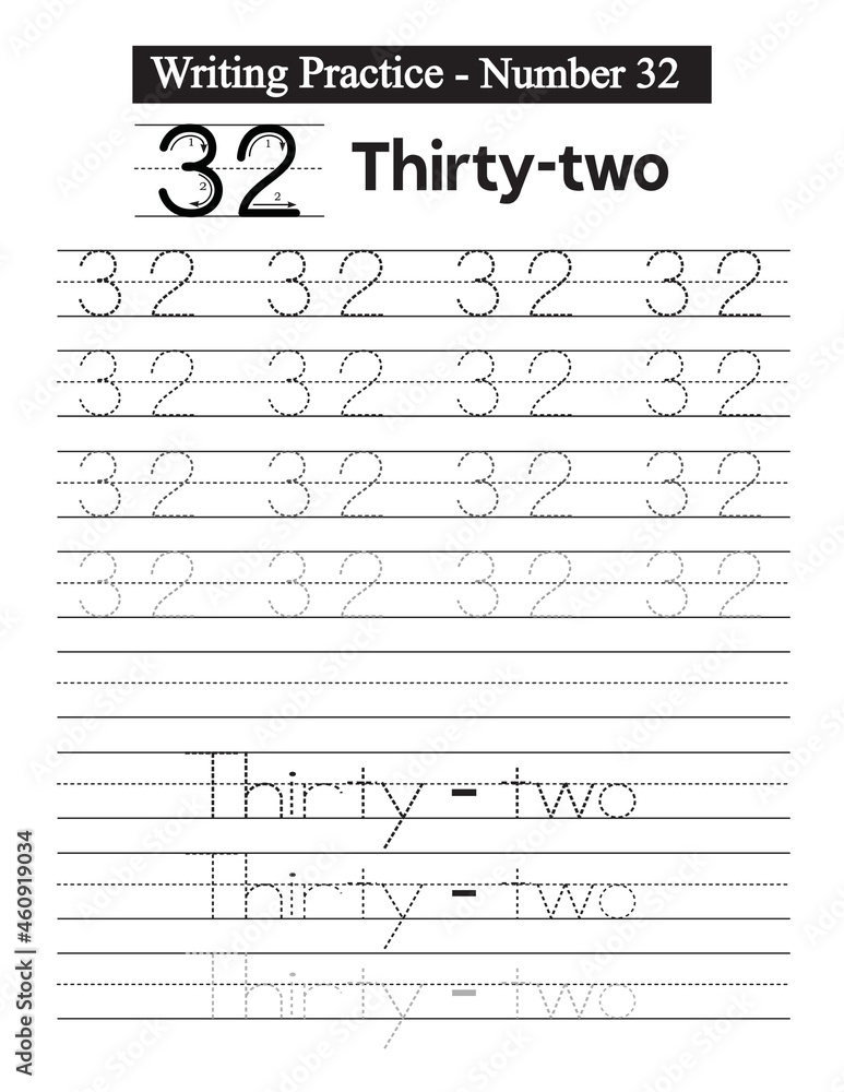 Numbers tracing worksheet. 0-100 writing pages. Handwriting exercise ...