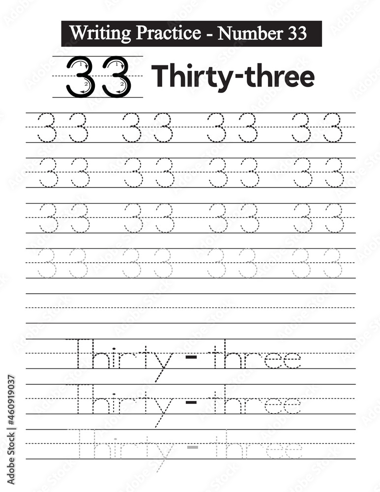 Numbers tracing worksheet. 0-100 writing pages. Handwriting exercise ...
