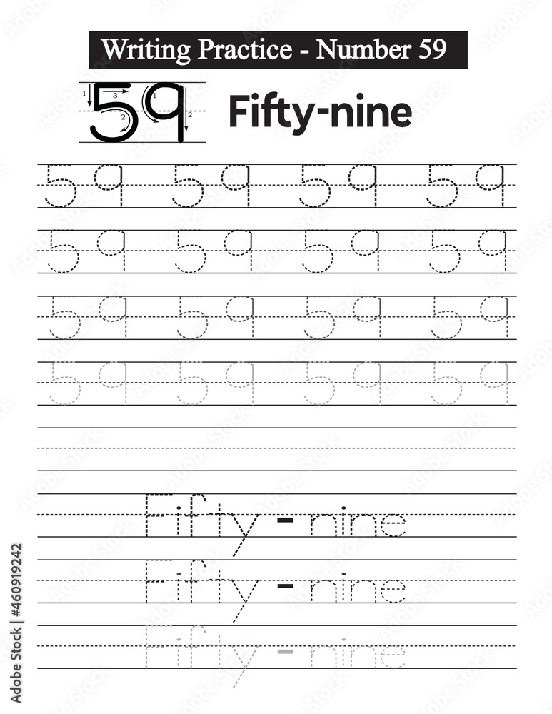 Numbers tracing worksheet. 0-100 writing pages. Handwriting exercise ...
