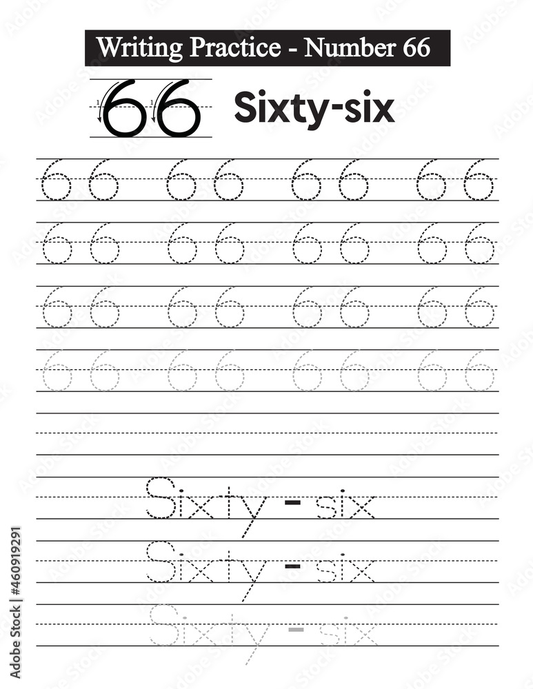 Numbers tracing worksheet. 0-100 writing pages. Handwriting exercise ...