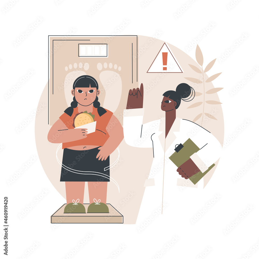 Child obesity and overweight abstract concept vector illustration ...