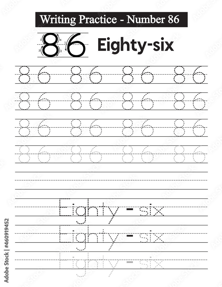 Numbers tracing worksheet. 0-100 writing pages. Handwriting exercise ...