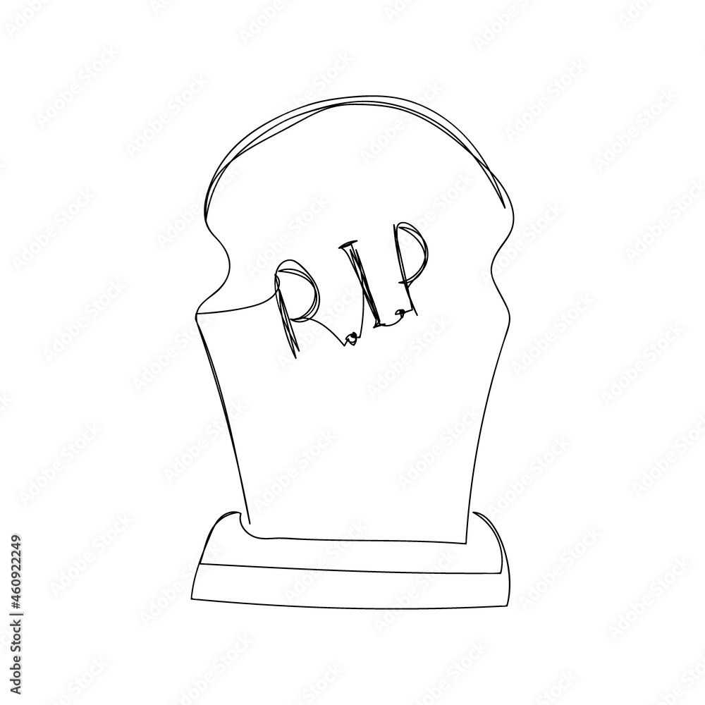 Figured headstone with an inscription R.I.P one line art. Continuous ...