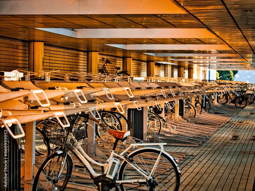 Tokyo,Japan - October 3, 2021: bicycle parking or bicycle-parking area ...