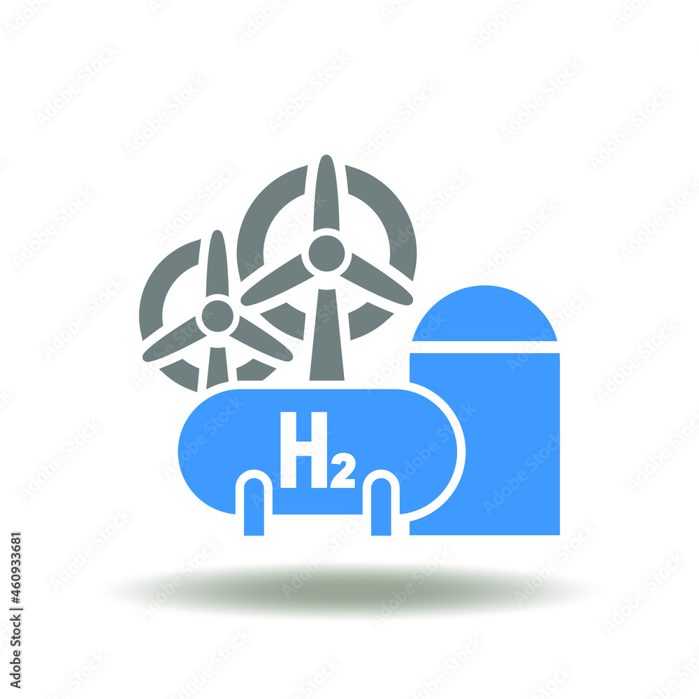 Vector illustration of hydrogen manufacturing. Icon of H2 ecological ...