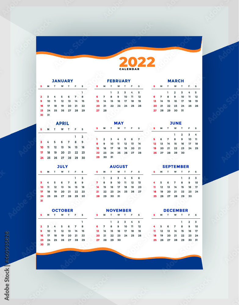 New modern calendar design template 2022 Stock Vector | Adobe Stock