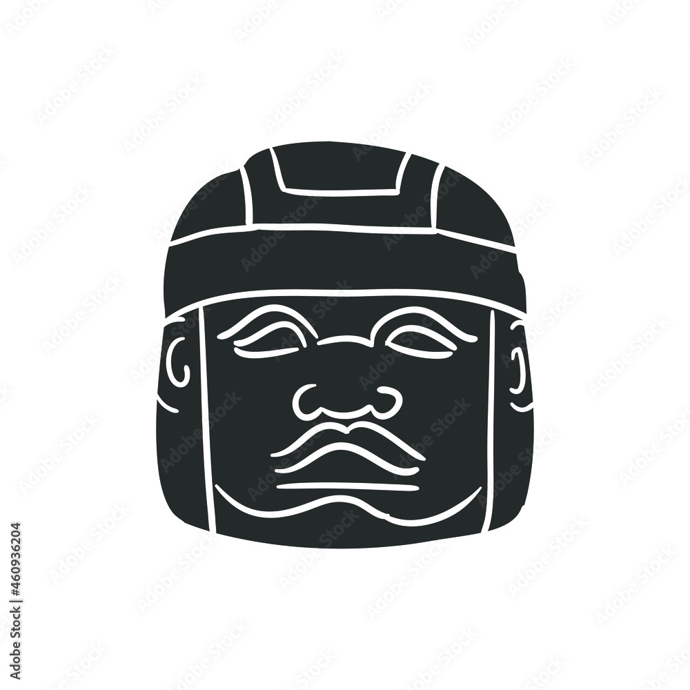 Ancient Head Icon Silhouette Illustration. Mayan Inca Aztec Vector ...