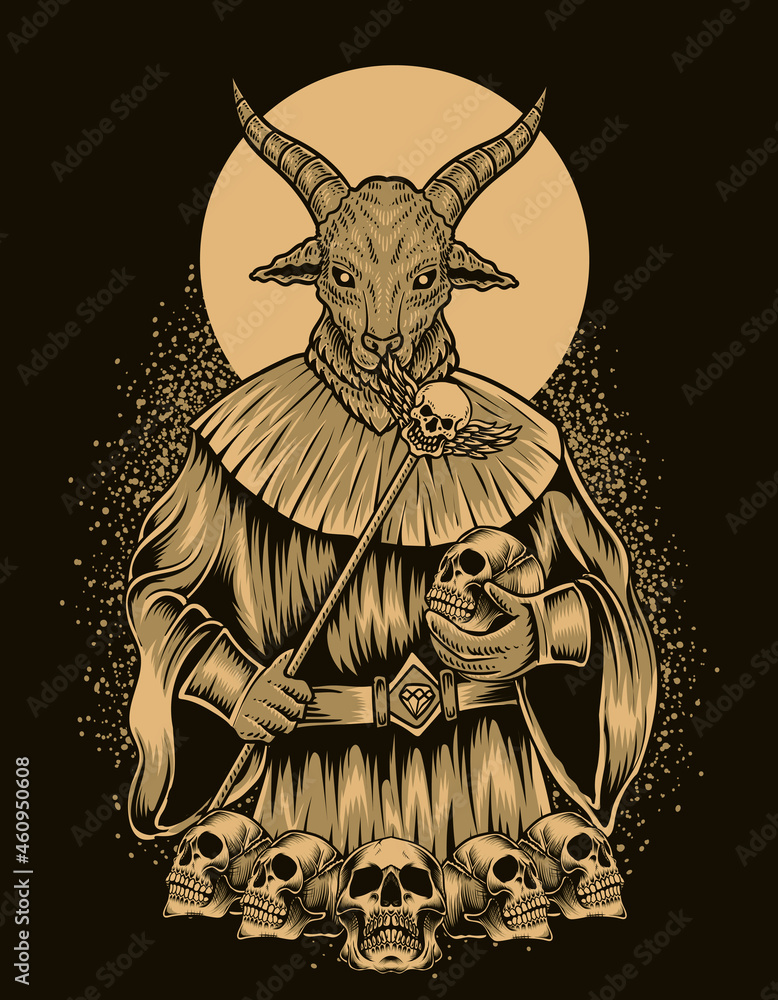 illustration baphomet god with skull head Stock Vector | Adobe Stock