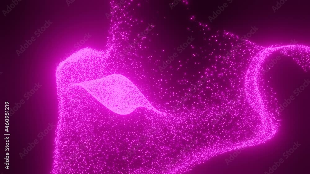 4K pink energy particle cloud. Hypnotic Sci-FI glowing particles in ...