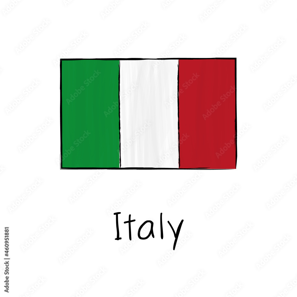 Italy flag with outline and signature isolated on a white background ...