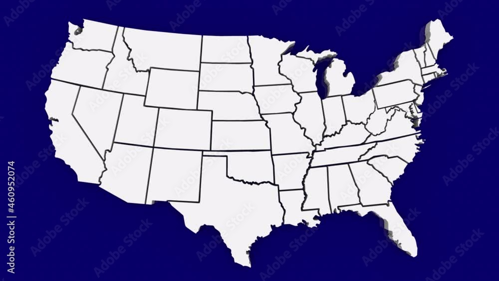 United States of America USA State Map Geography White Shapes Forming ...