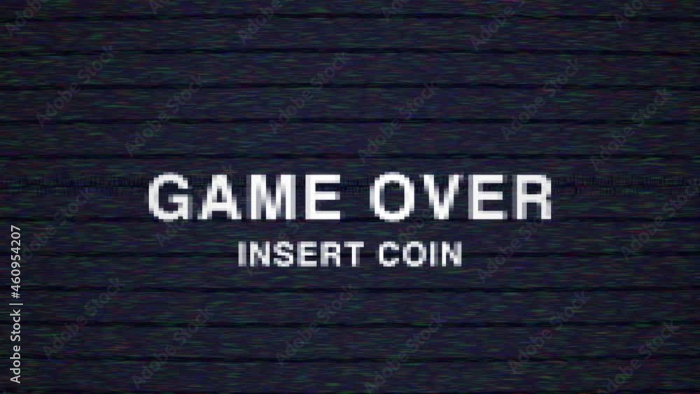 Animated Game Over Insert Coin 80s Retro Text with TV Effects 4K 素材庫影片 ...
