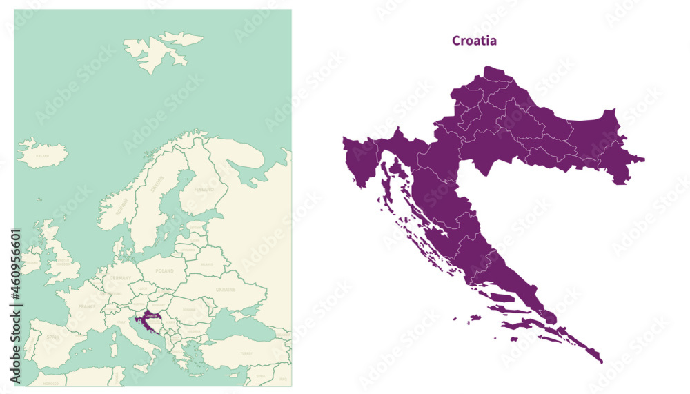 Croatia map. map of Croatia and neighboring countries. European ...