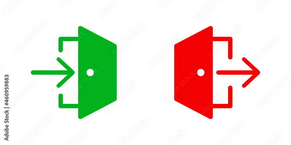 Conjunto de icono de puerta de inicio de sesión y cierra de sesión ...