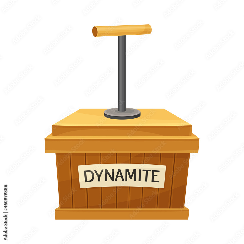Poster Wooden detonator box blasting equipment vector illustration on ...