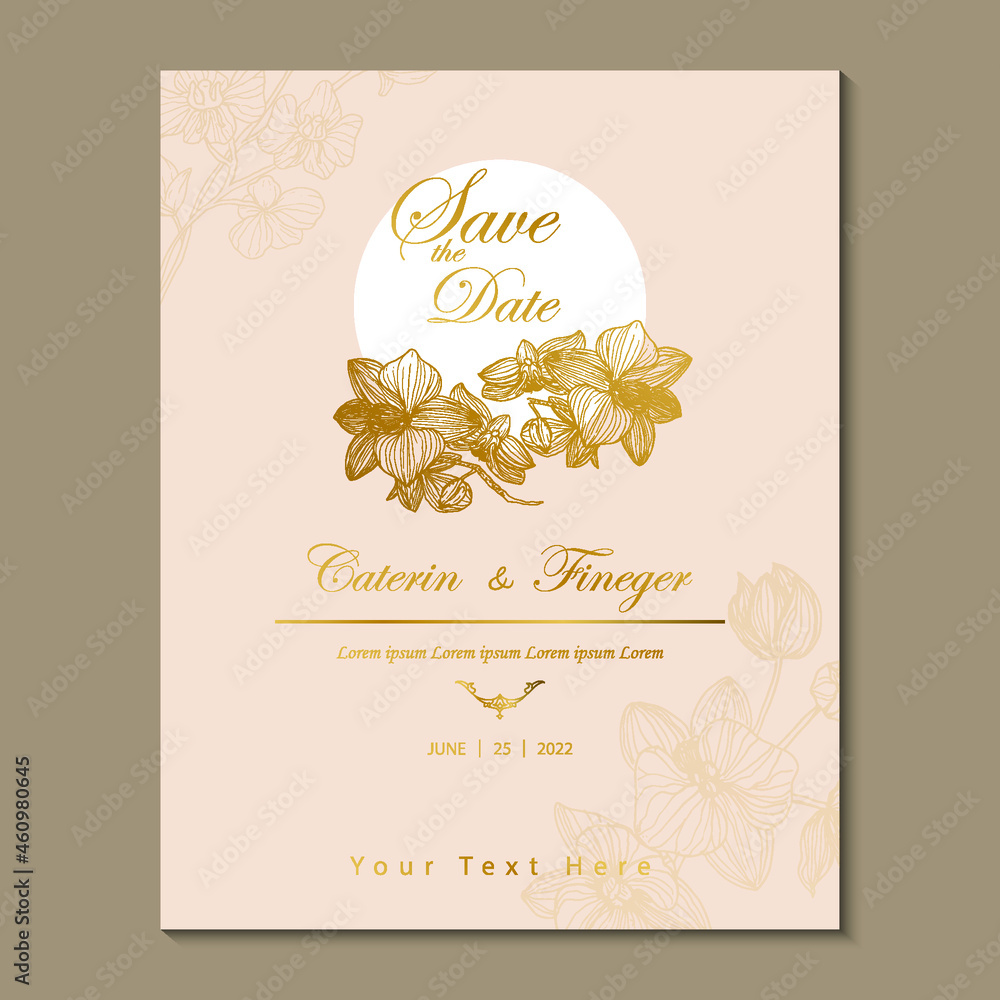 Luxury wedding card line art vintage style Stock Vector | Adobe Stock