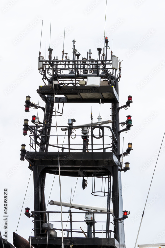 Ship's main mast viewed from below. Restricted manoeuvrability light ...