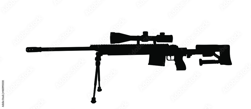 Sniper rifle vector silhouette illustration isolated on white ...