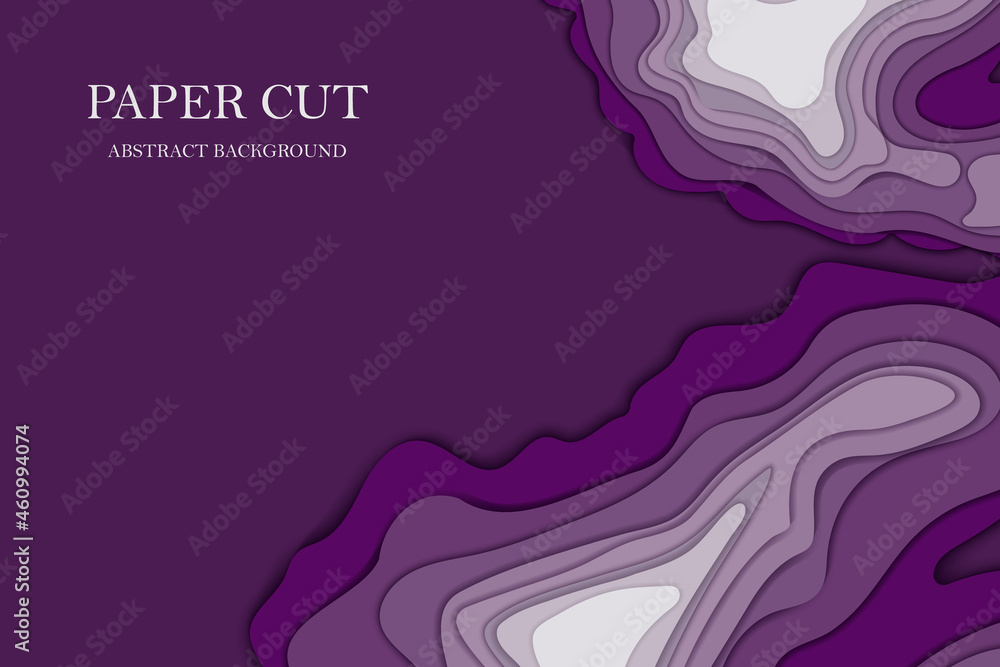 Topographic map concept or smooth origami layers paper cut layout.Map ...