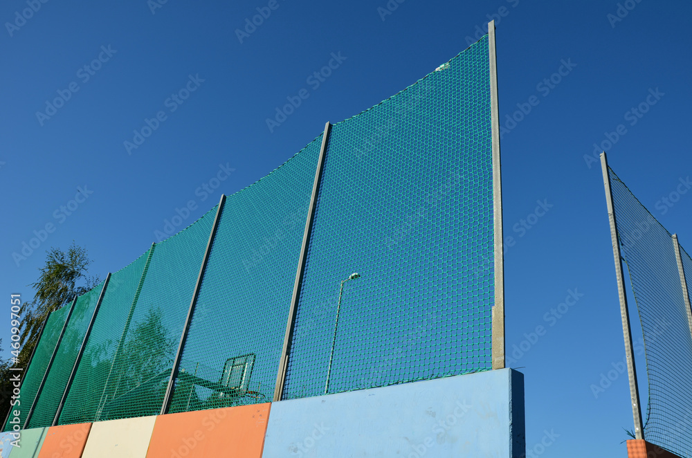 multifunctional outdoor playground for ball games at school. green ...