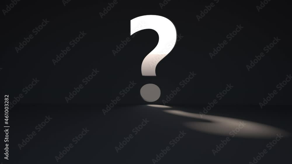 Exclamation sign breaks question mark. 3D render animation A game of ...