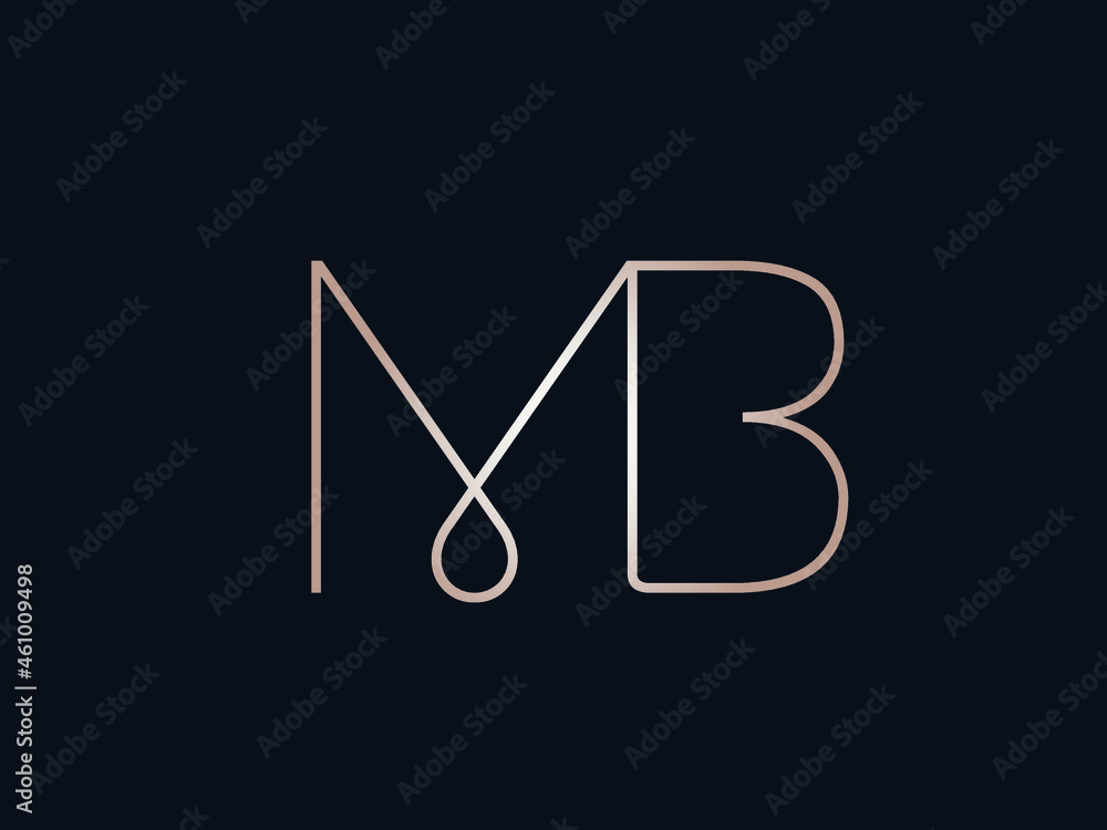 MB monogram logo.Typographic signature icon.Letter m and letter b ...