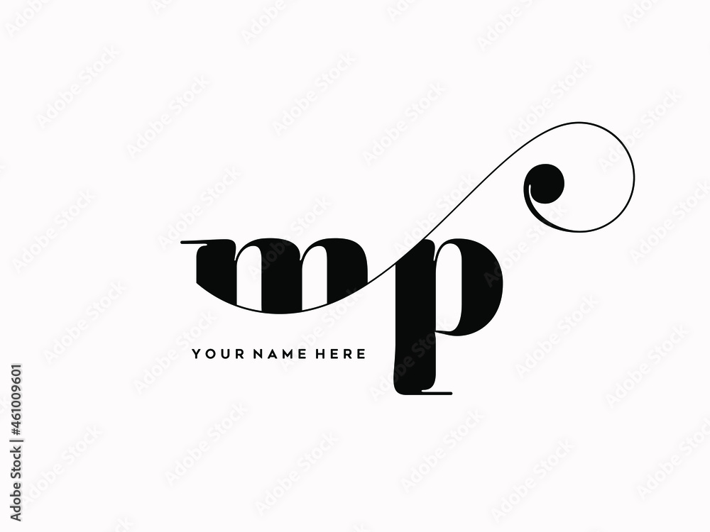 Vecteur Stock MP monogram logo.Typographic signature icon.Decorative ...