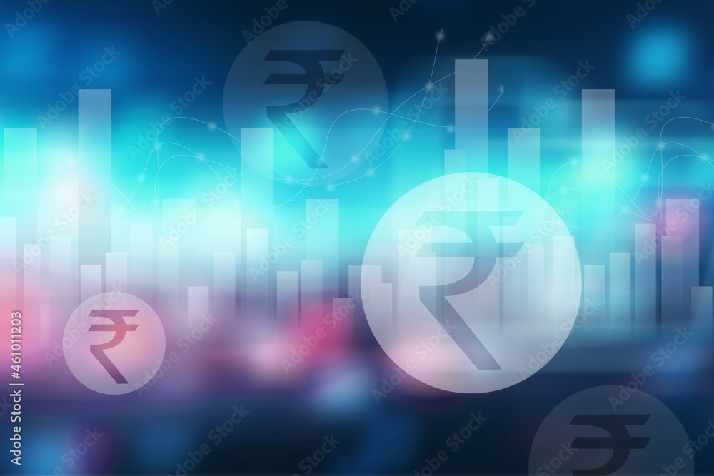 2d illustration rupee indian money rupay business background Stock ...