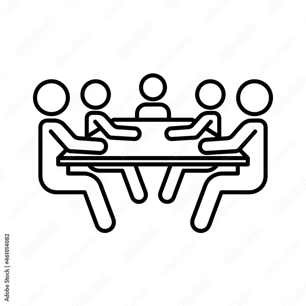 Conference icon. Flat session pictogram for web. Line stroke. Simple ...